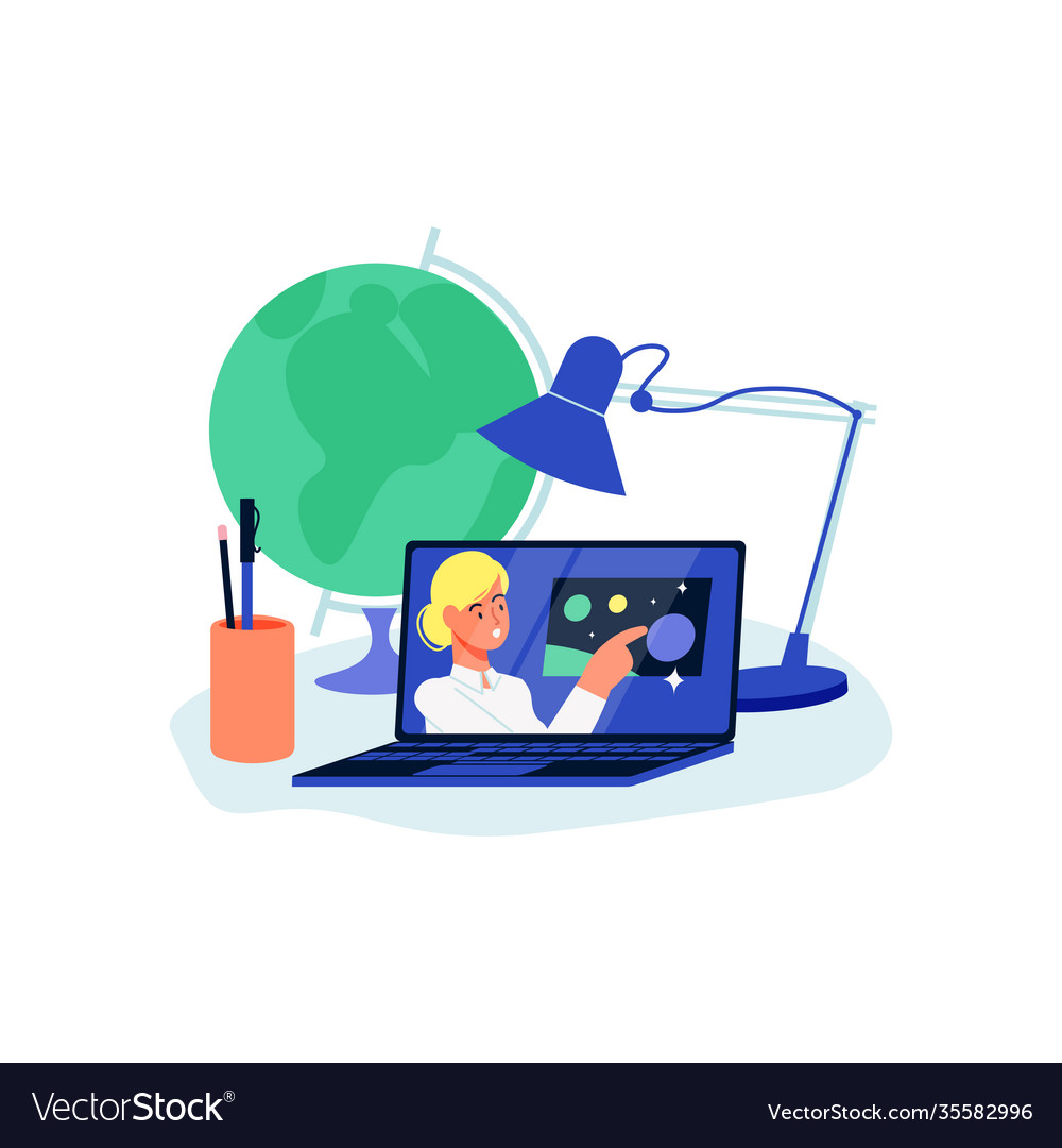 Workspace remote tutoring composition Royalty Free Vector