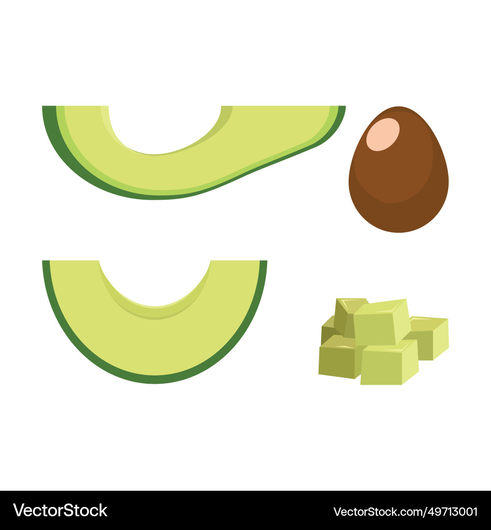 A set of chopped avocado Royalty Free Vector Image