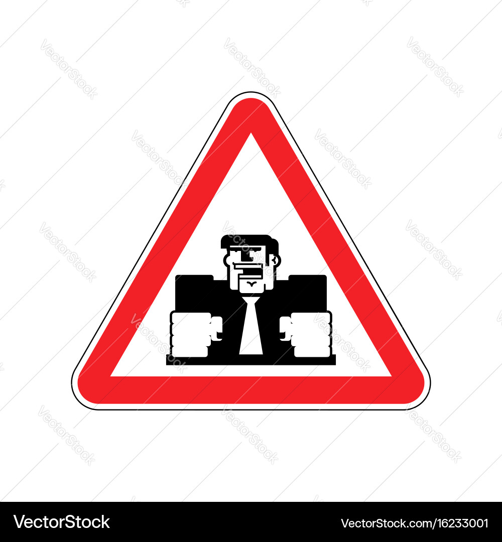 Attention angry boss chief to red triangle office Vector Image