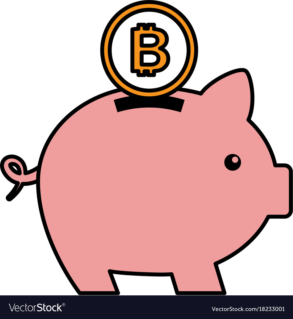 Bitcoin piggy bank saving cryptocurrency money Vector Image