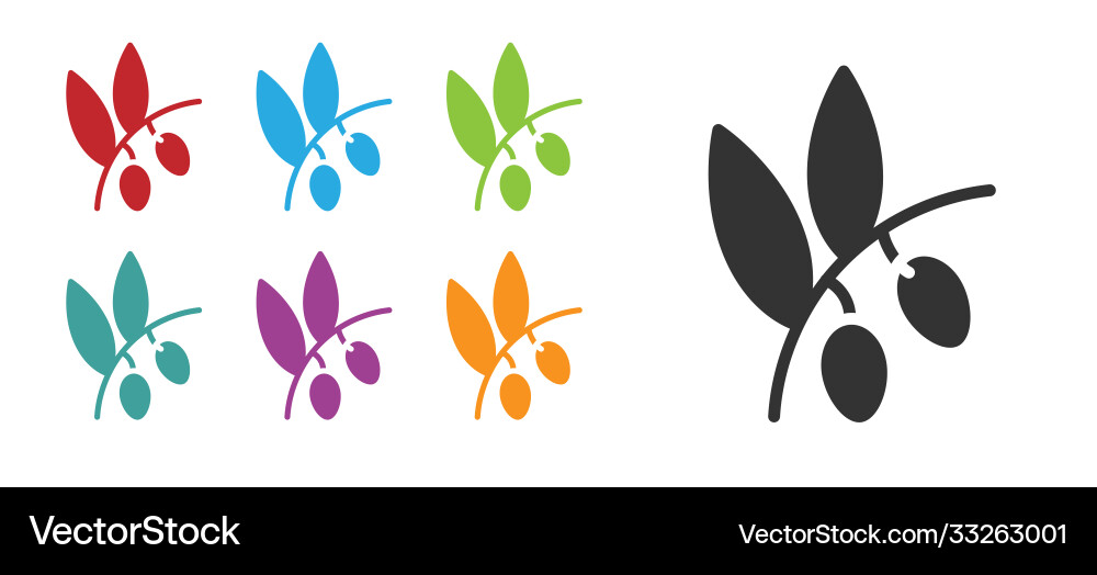 Black olives branch icon isolated on white Vector Image