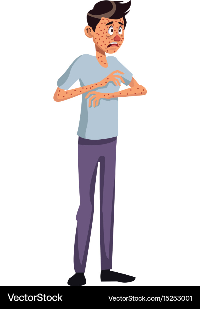 Cartoon man with health problem allergy Royalty Free Vector