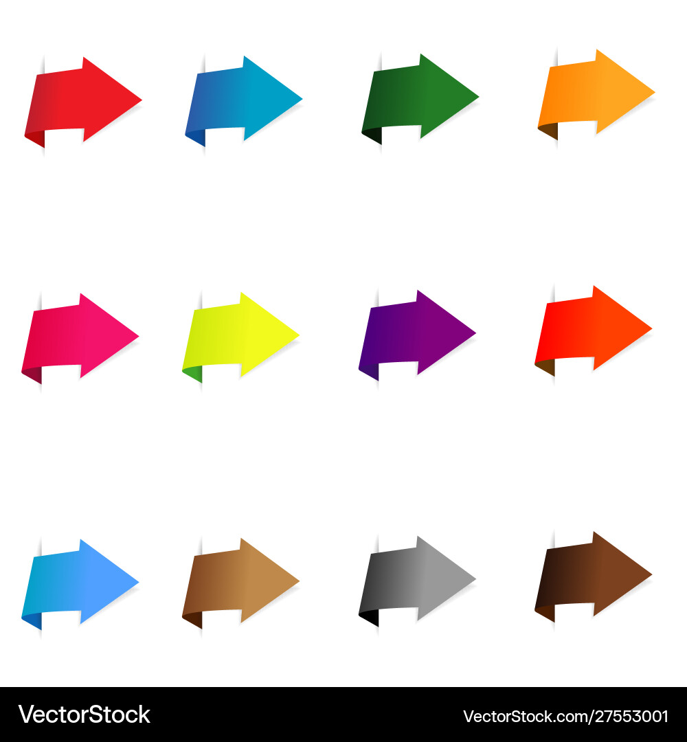 Colorful arrow stickers on white background Vector Image