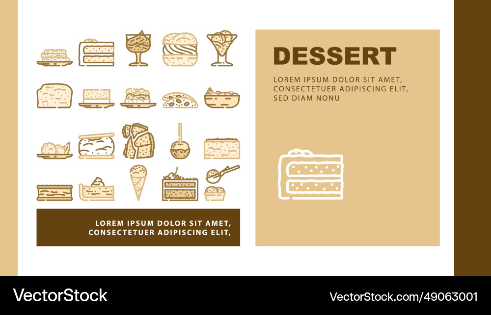 Dessert cake food sweet landing header Royalty Free Vector