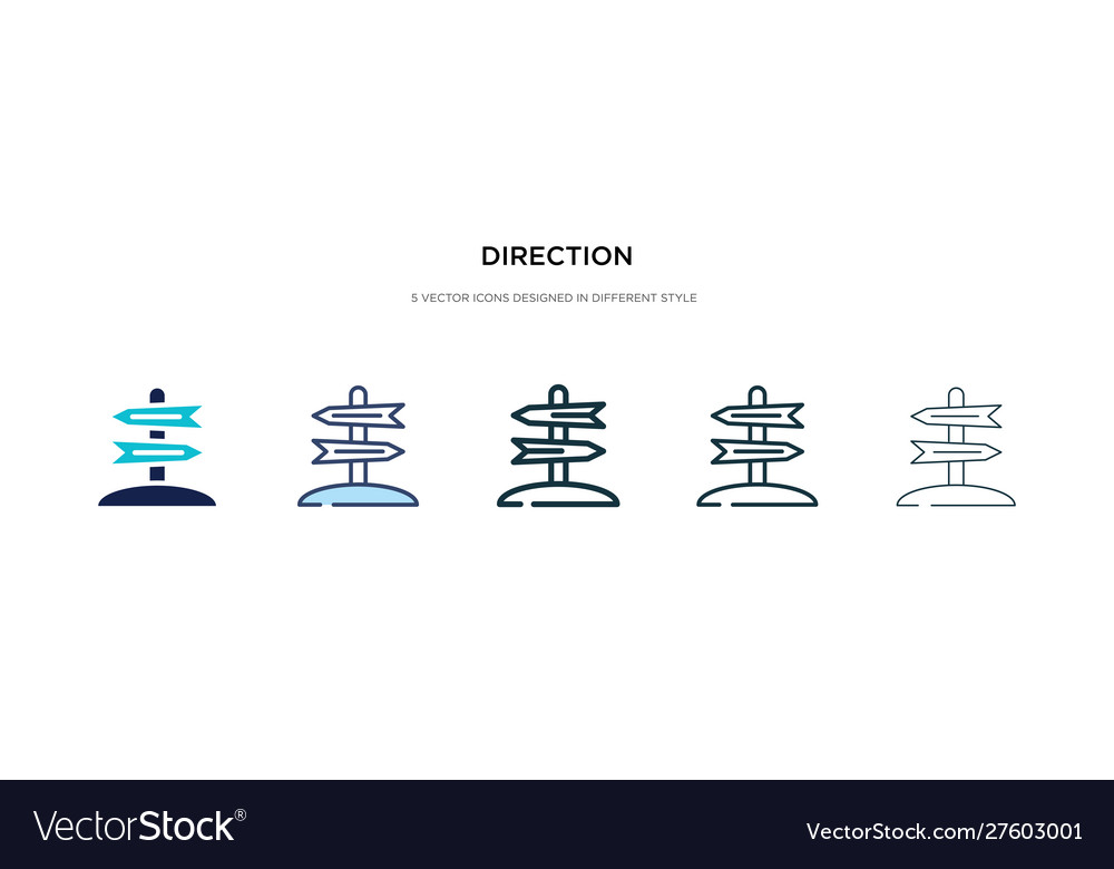 Direction icon in different style two colored Vector Image