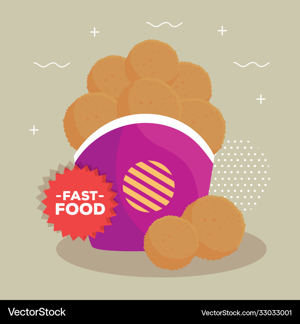 Fast food poster with fried chicken Royalty Free Vector