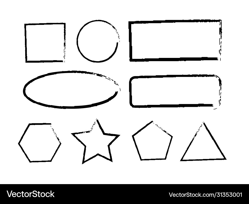 Frame set hand drawing brush lines geometrical Vector Image