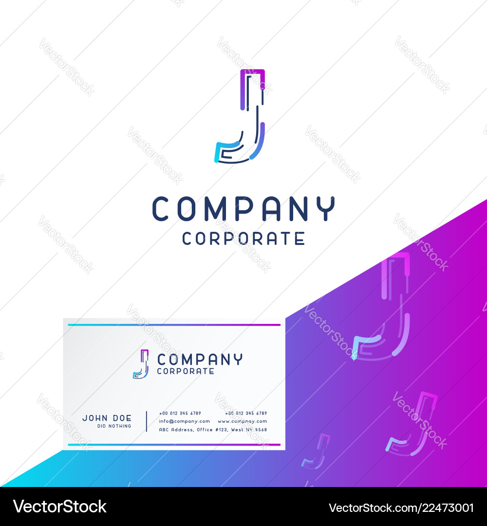 J company logo design with visiting card Vector Image