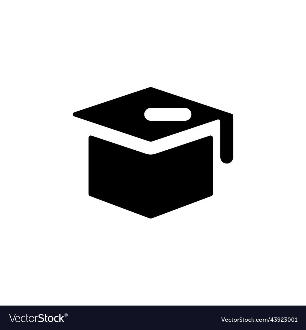 Mortarboard hat black glyph ui icon Royalty Free Vector