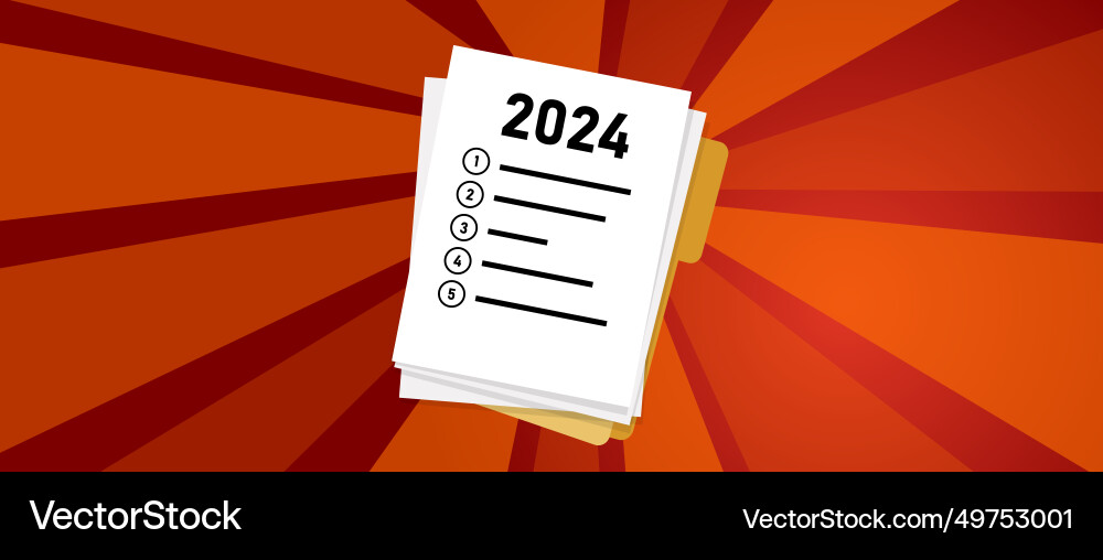 New year resolutions of 2024 check list target Vector Image