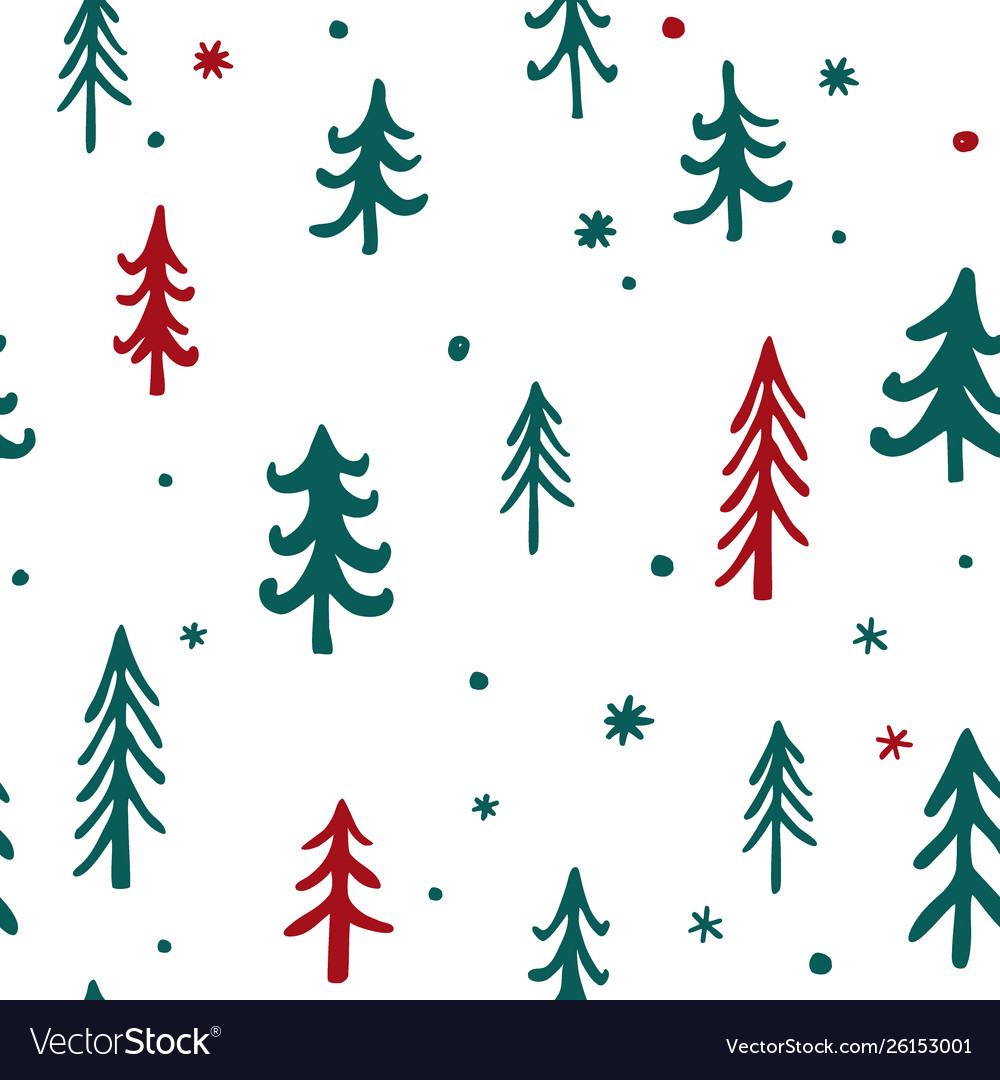 Seamless pattern christmas trees Royalty Free Vector Image