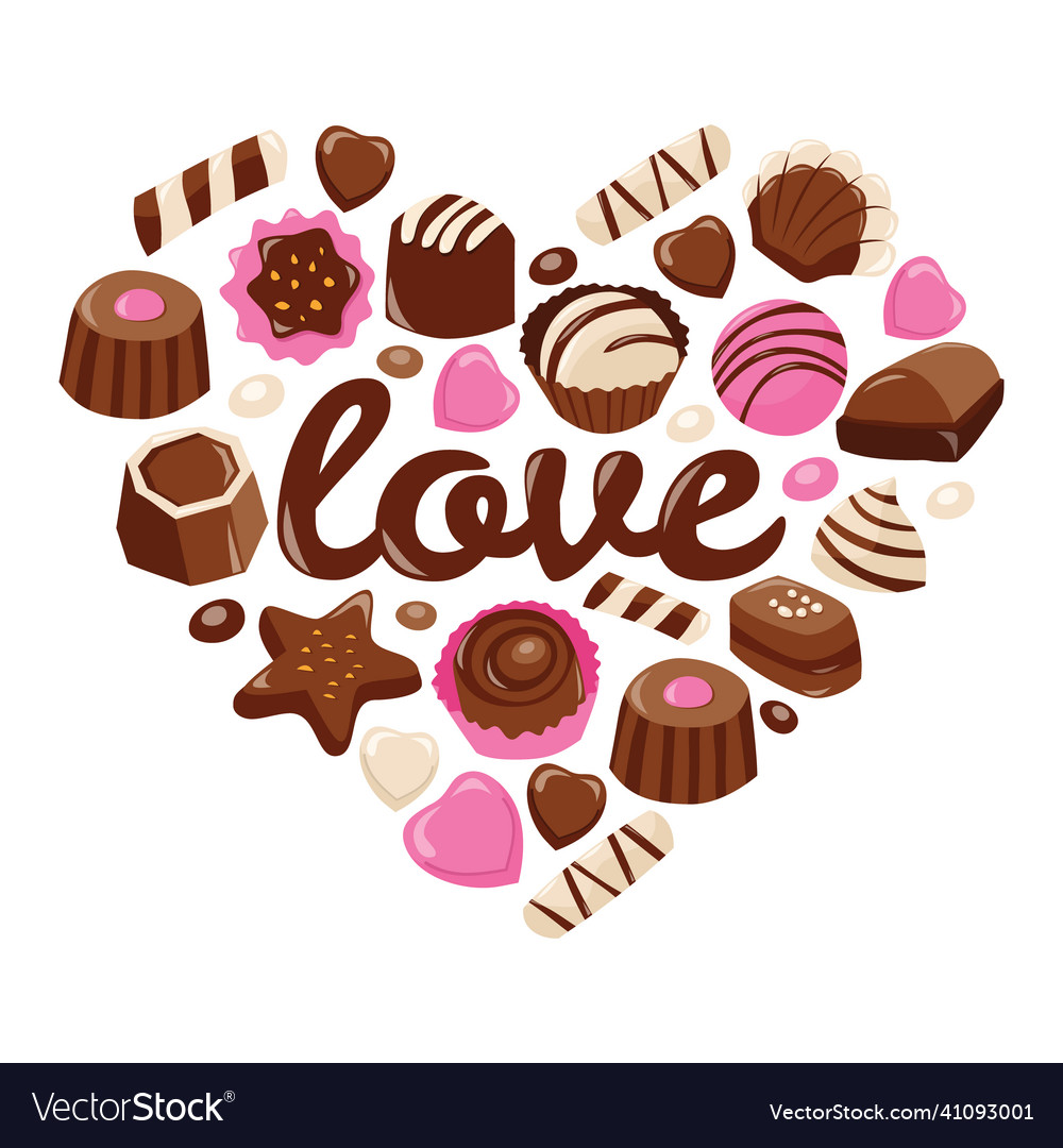 Sweet valentine chocolate love Royalty Free Vector Image