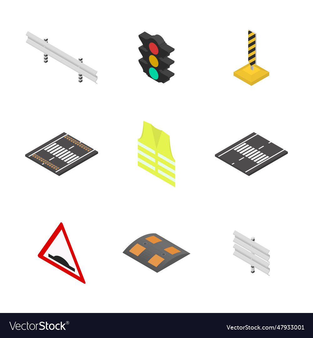 Under construction design elements flat 3d Vector Image
