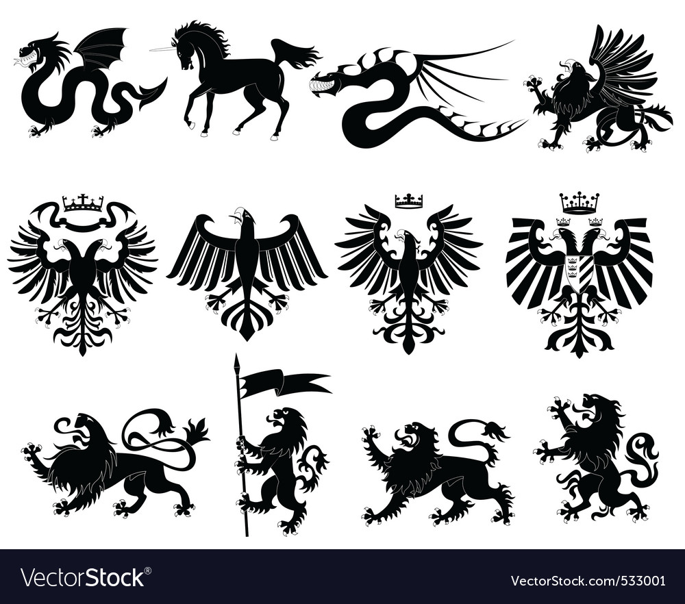 Vector heraldic animals set 2 Royalty Free Vector Image Vector heraldic animals set 2 Royalty Free Vector Image