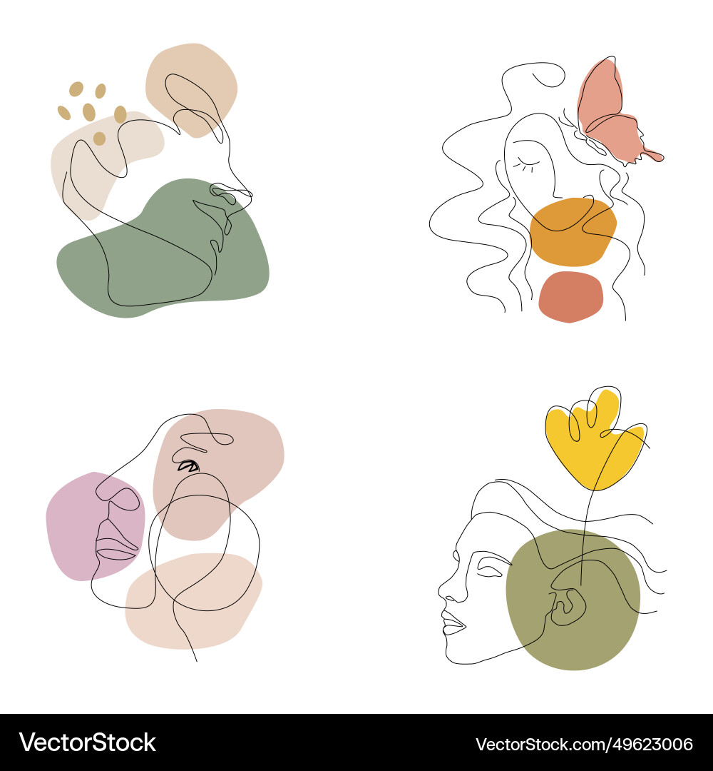 Abstract woman face one line drawing design Vector Image