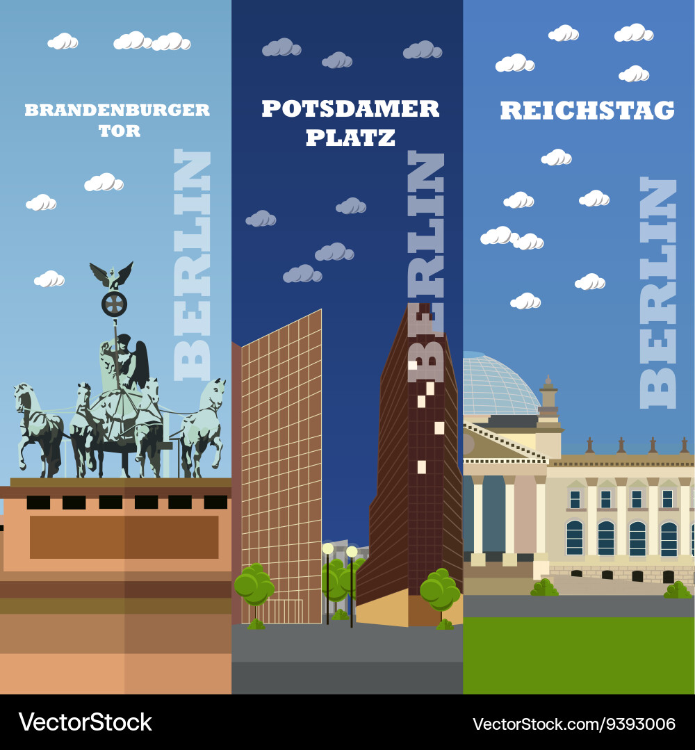 Berlin tourist landmark banners Royalty Free Vector Image