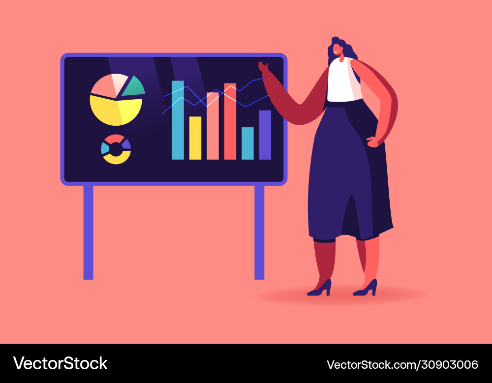 Business trainer character giving financial Vector Image