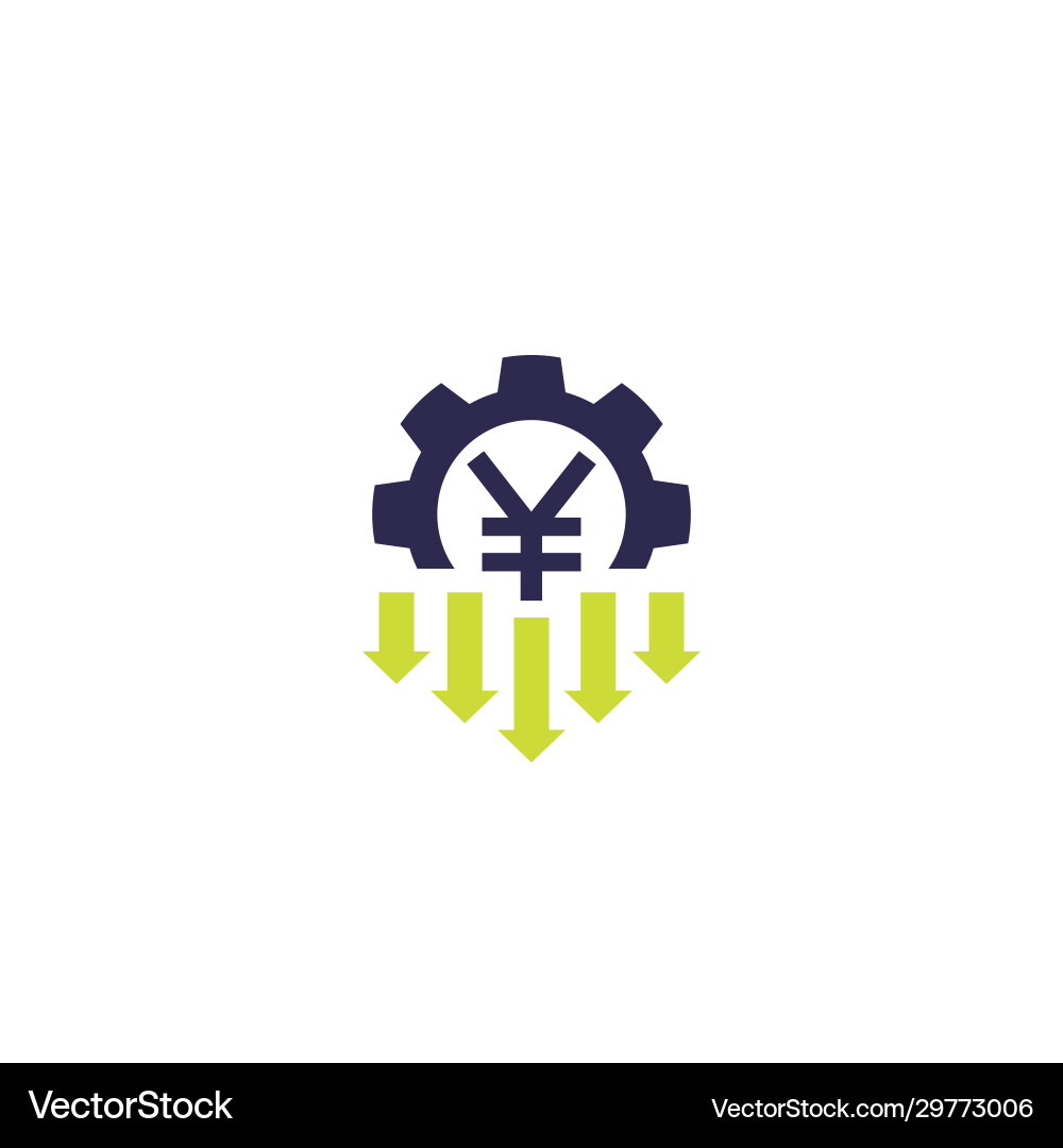 Cost reduction icon with yuan Royalty Free Vector Image