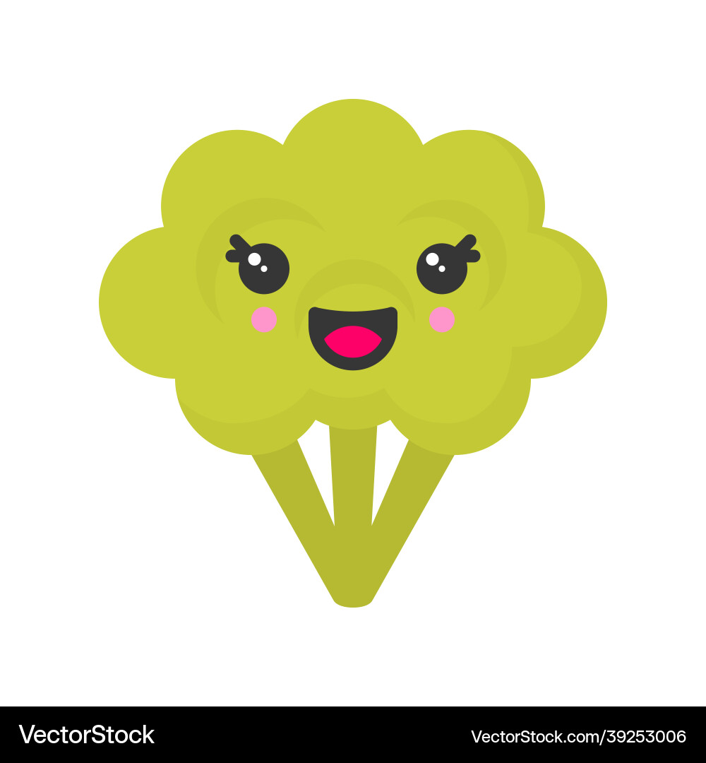 Cute smiling broccoli isolated colorful Royalty Free Vector