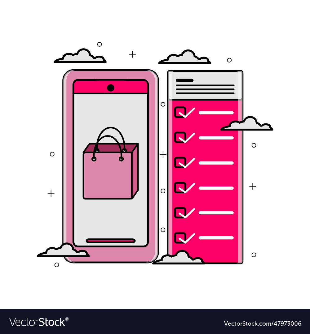 Design of a android screen showing online Vector Image