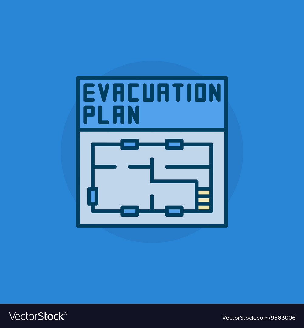 Evacuation plan flat icon Royalty Free Vector Image