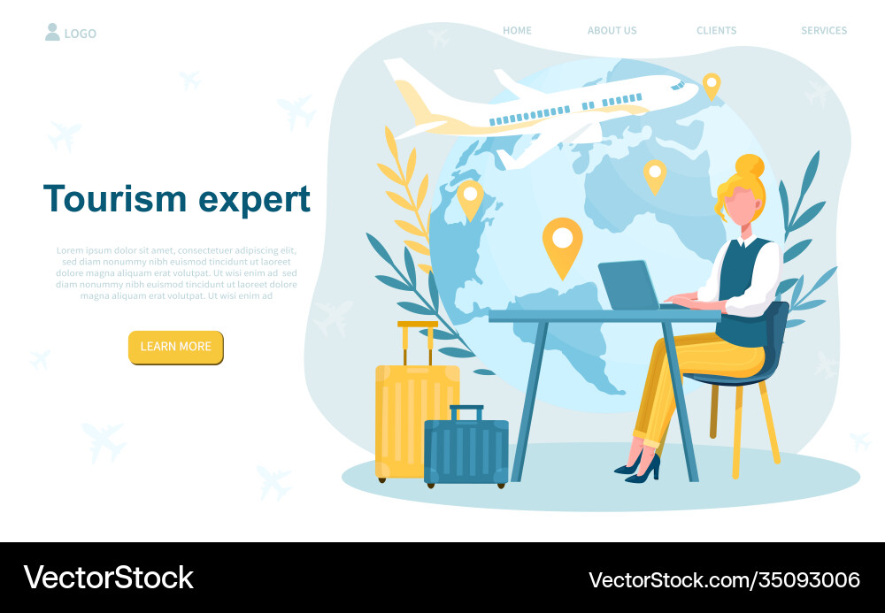 Female travel agent in office Royalty Free Vector Image