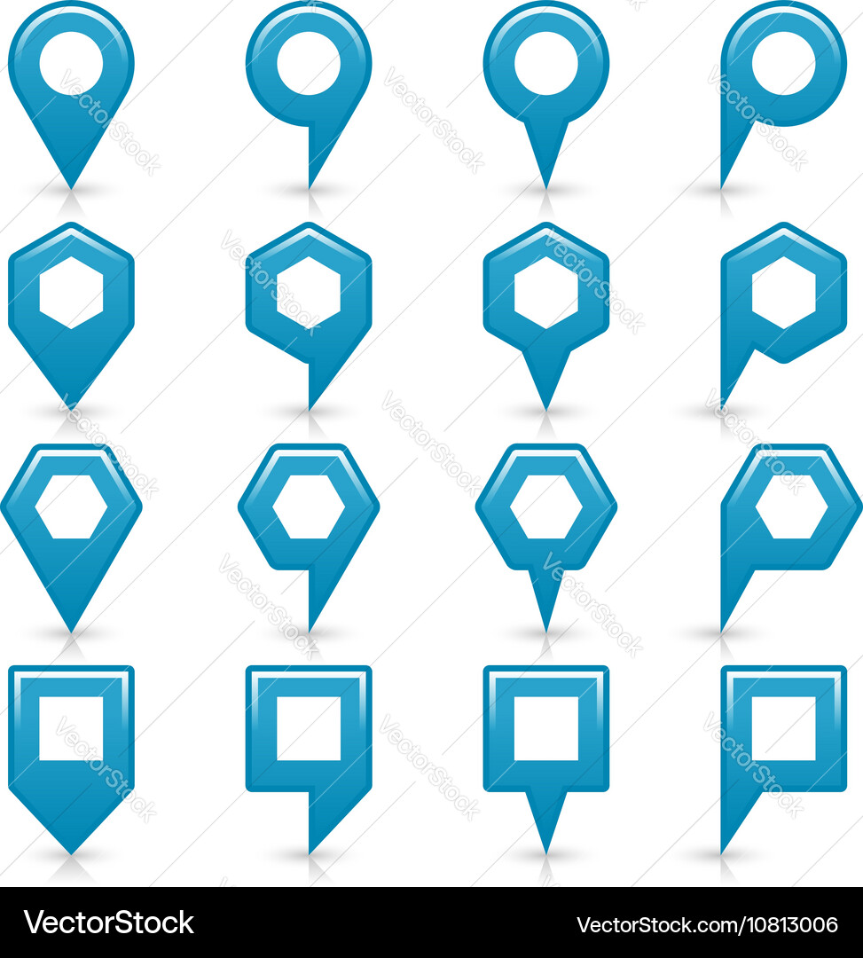 Flat blue color map pin sign location icon Vector Image