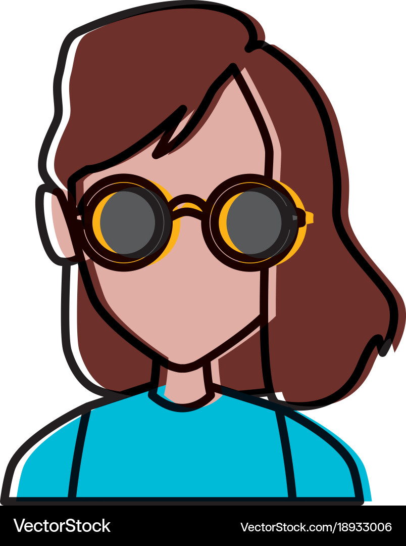 Geek girl with round frame glasses Royalty Free Vector Image