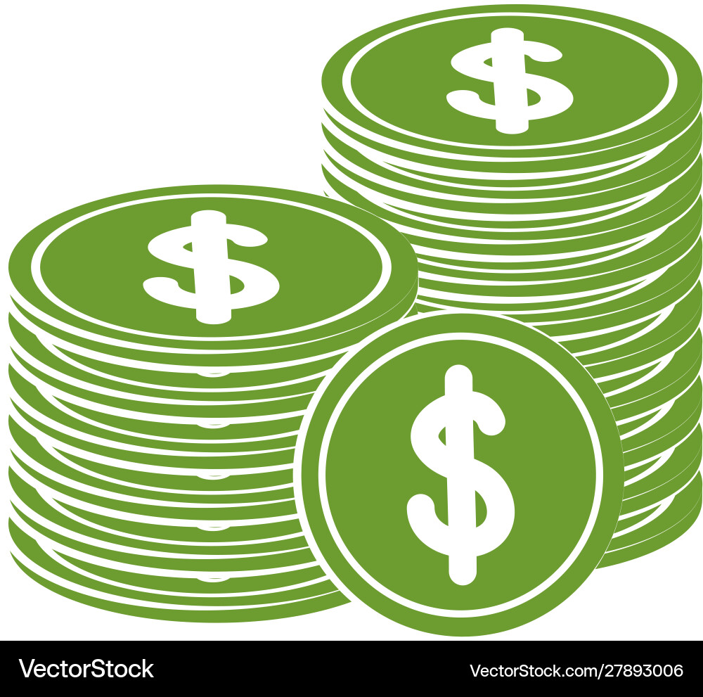 Isolated coins icon green silhouette design Vector Image