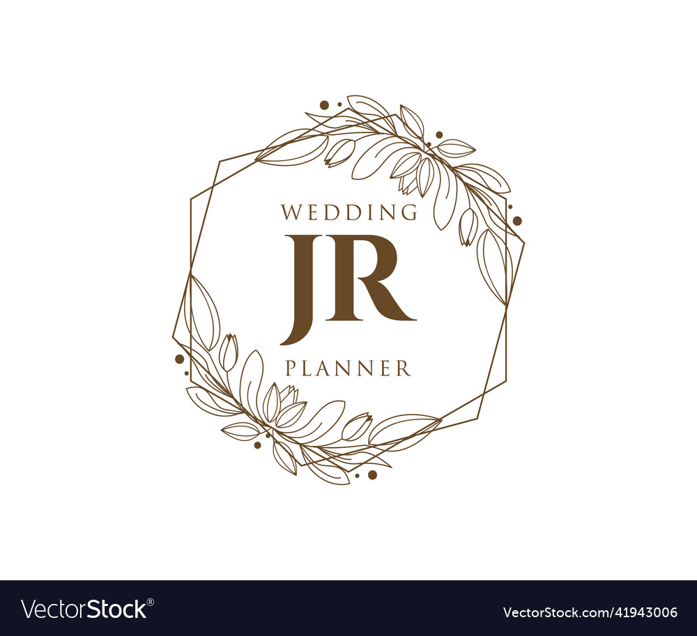 Jr Initials Letter Wedding Monogram Logos Vector Image