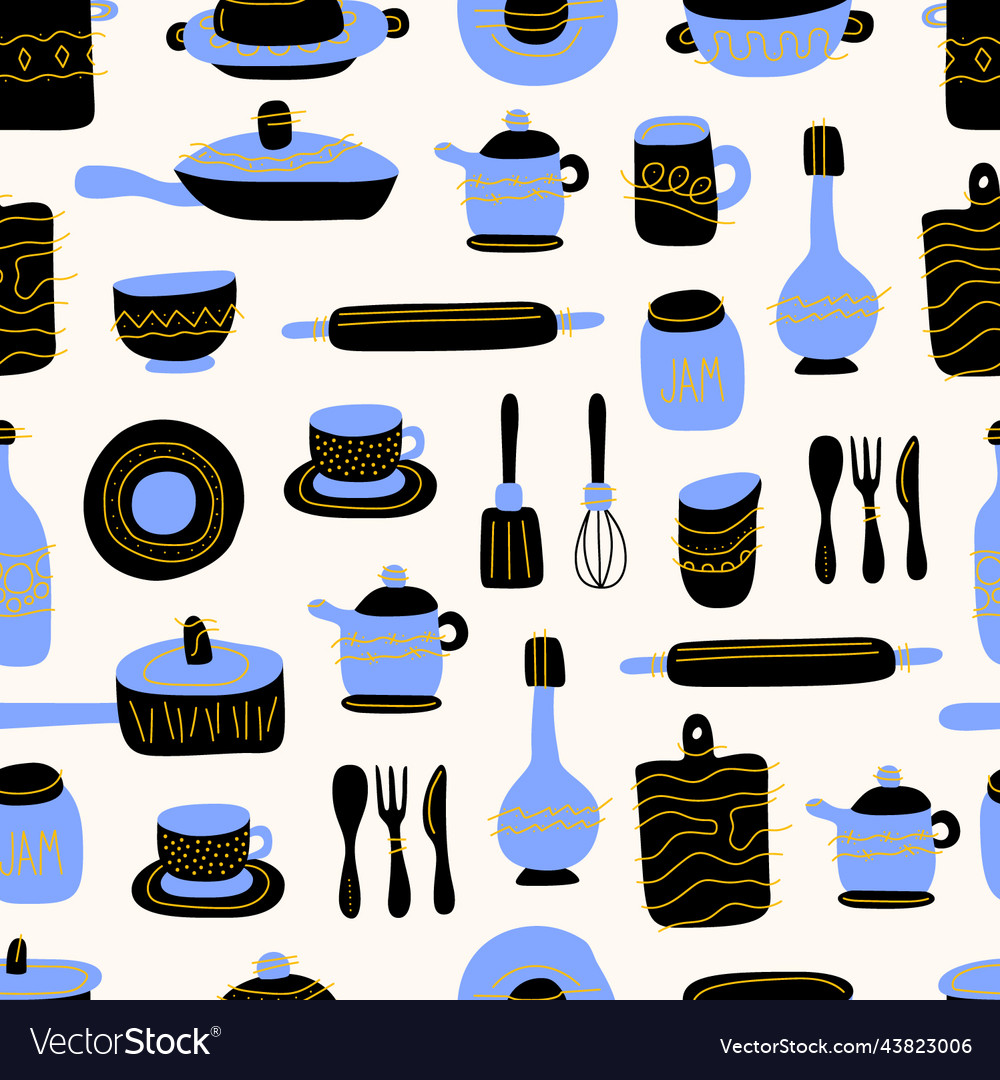 Kitchen supply pattern Royalty Free Vector Image
