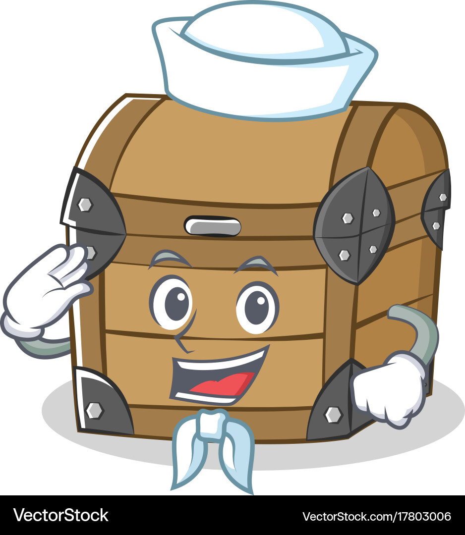 Sailor chest character cartoon style Royalty Free Vector