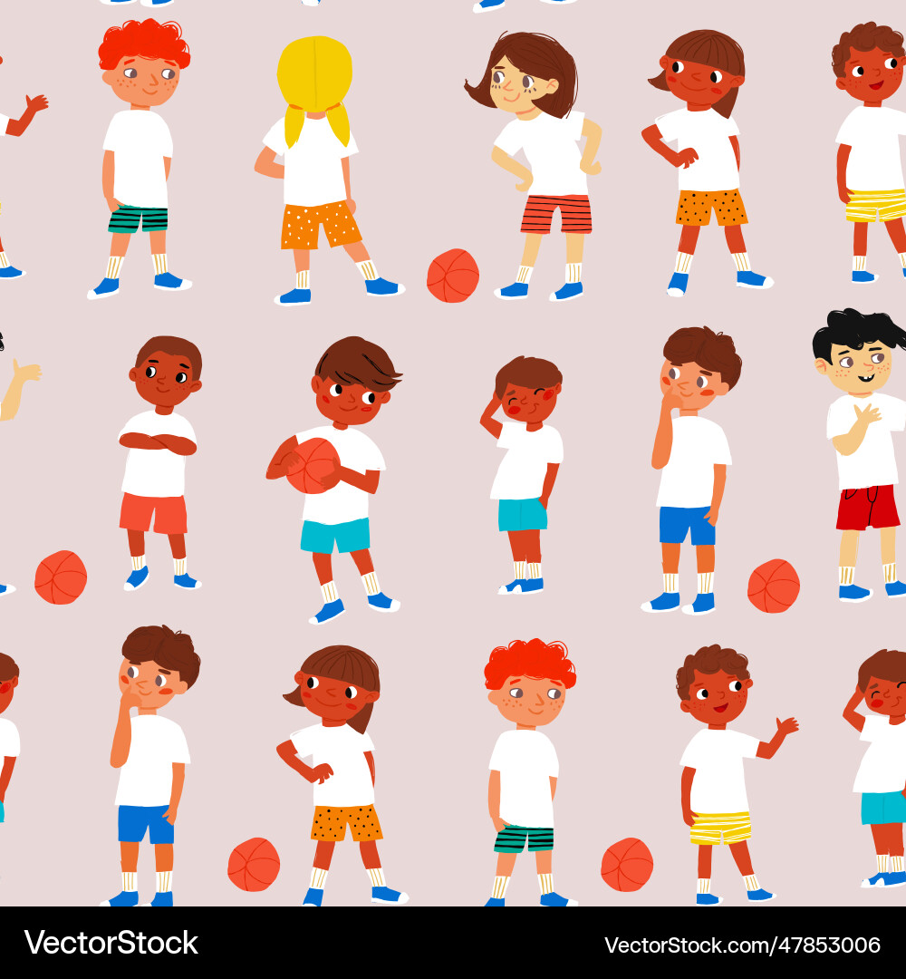 Seamless pattern with colorful image of children Vector Image