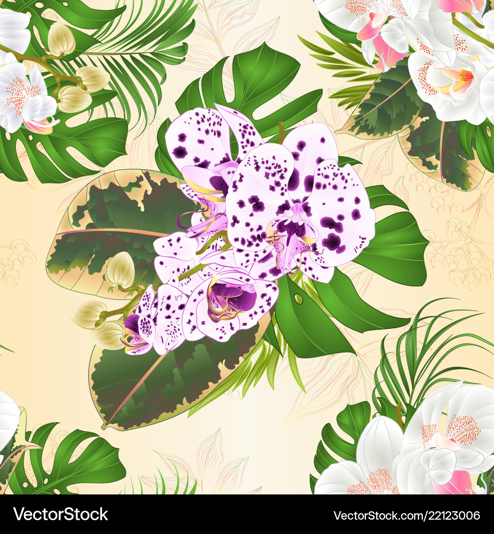 Seamless texture bouquet with tropical flowers Vector Image