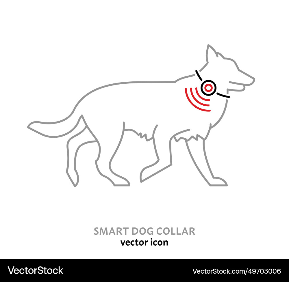 Smart pet collar icon dog tech gadgets sign gps Vector Image