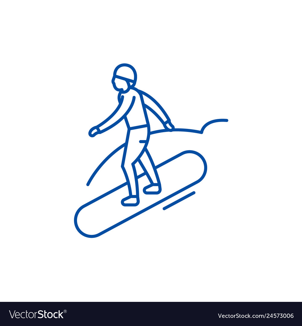 Snowboard line icon concept flat Royalty Free Vector Image