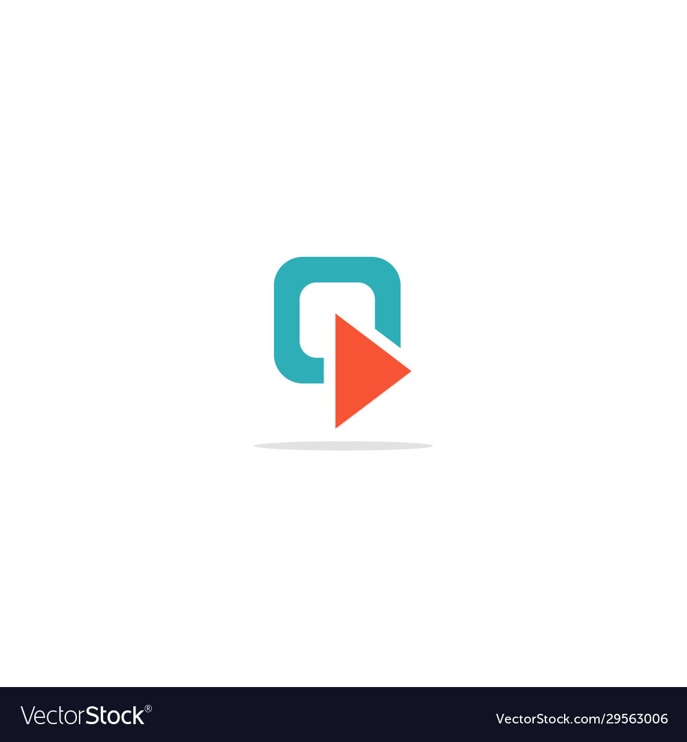 Square triangle play button logo Royalty Free Vector Image