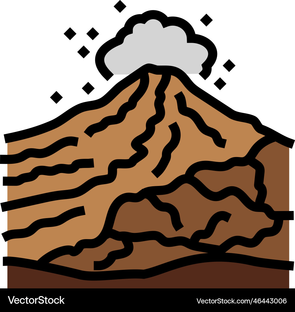Volcano rock landscape color icon Royalty Free Vector Image