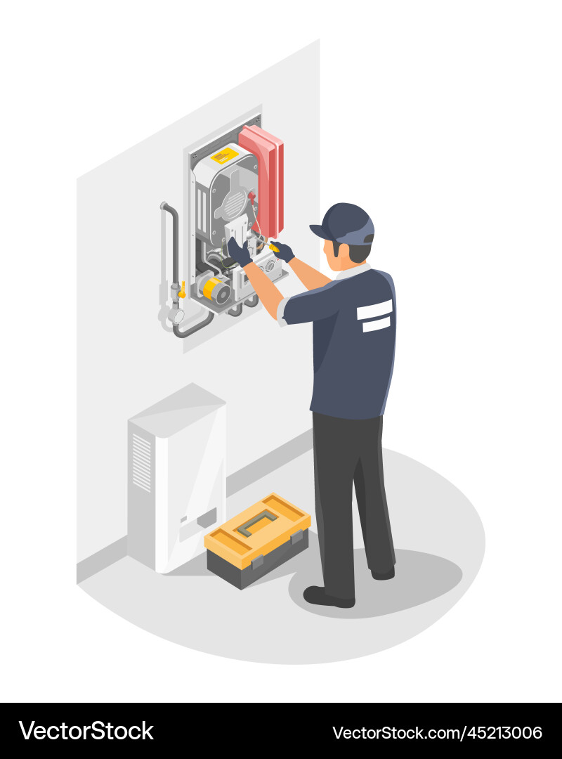 Water heater technician repair and maintenance Vector Image