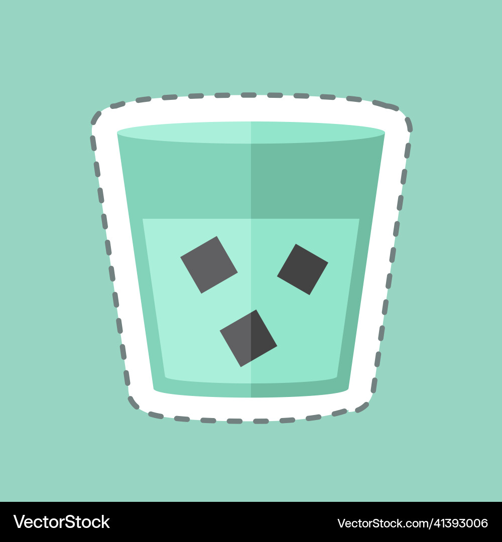 White russian drink sticker in trendy line cut Vector Image