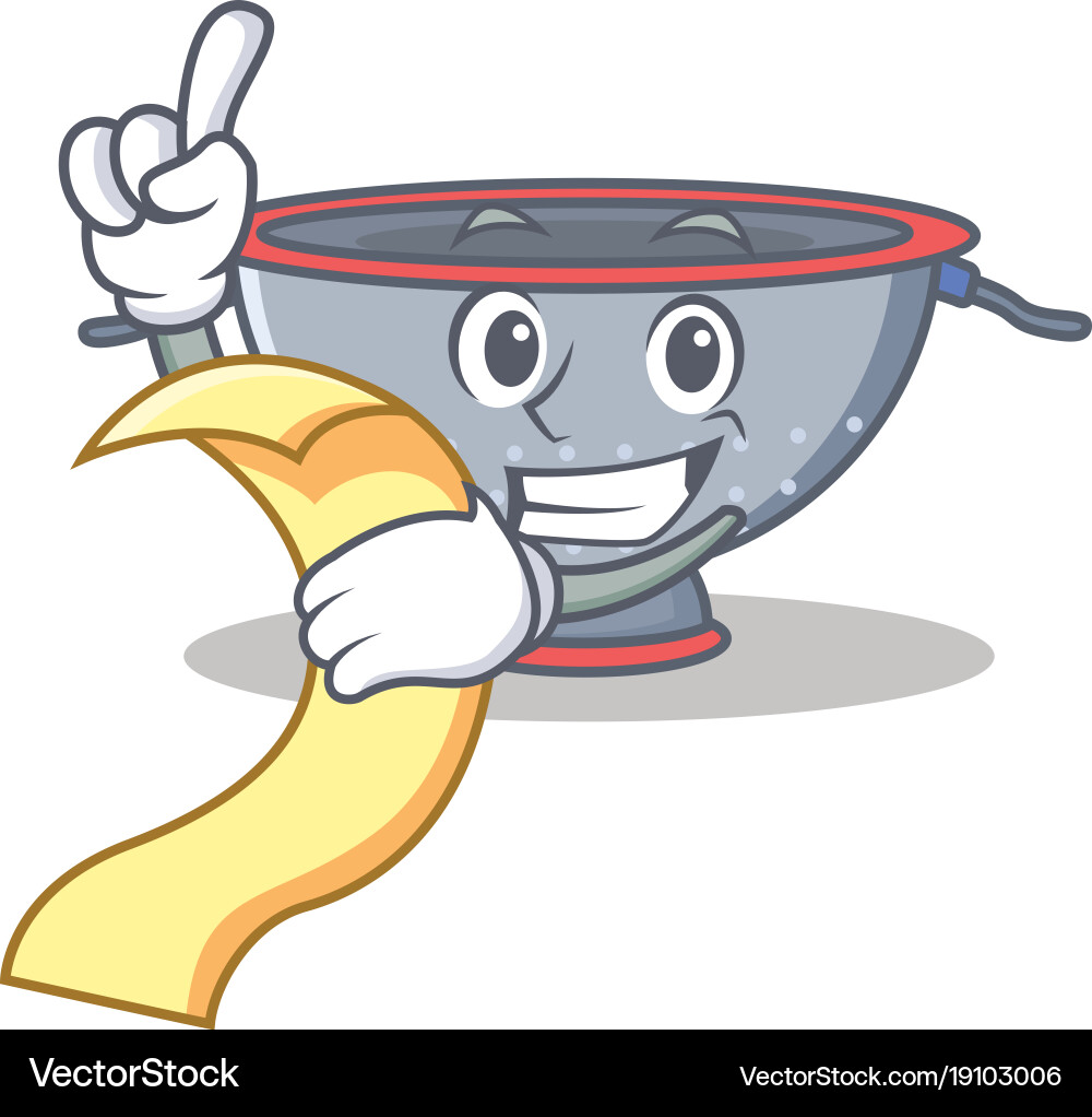With menu colander utensil character cartoon Vector Image