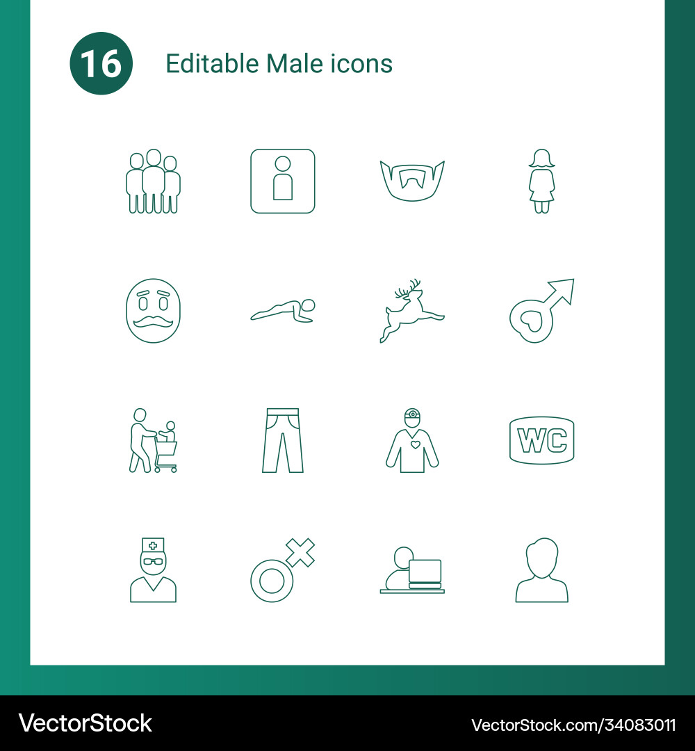 16 male icons Royalty Free Vector Image - VectorStock