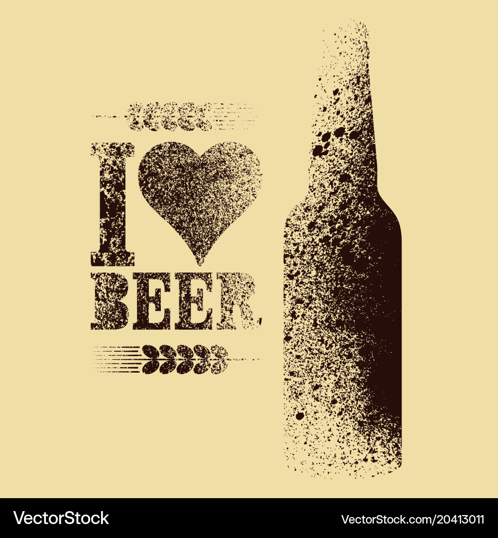 Beer typography stencil spray grunge style poster Vector Image