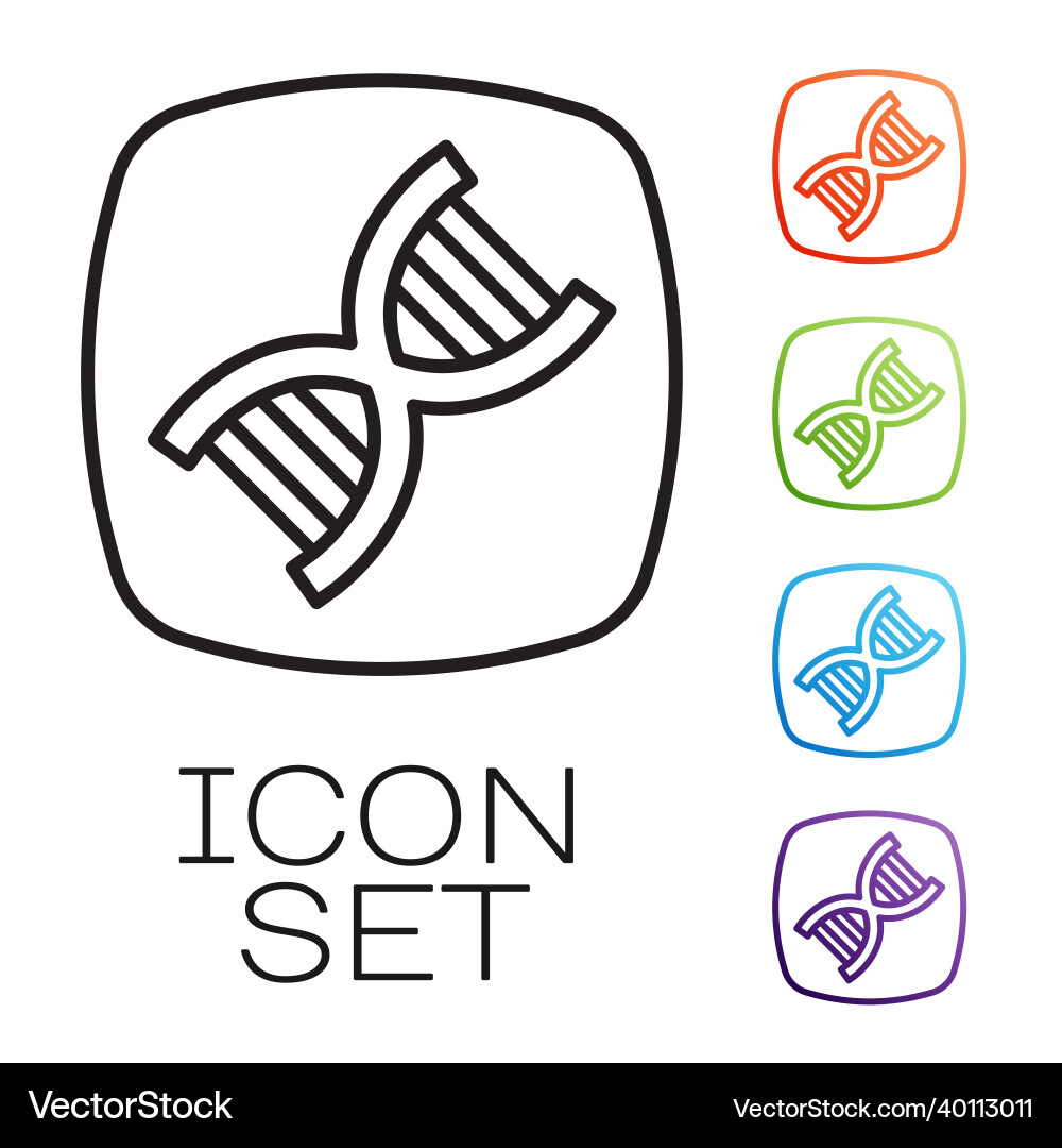 Black line dna symbol icon isolated on white Vector Image