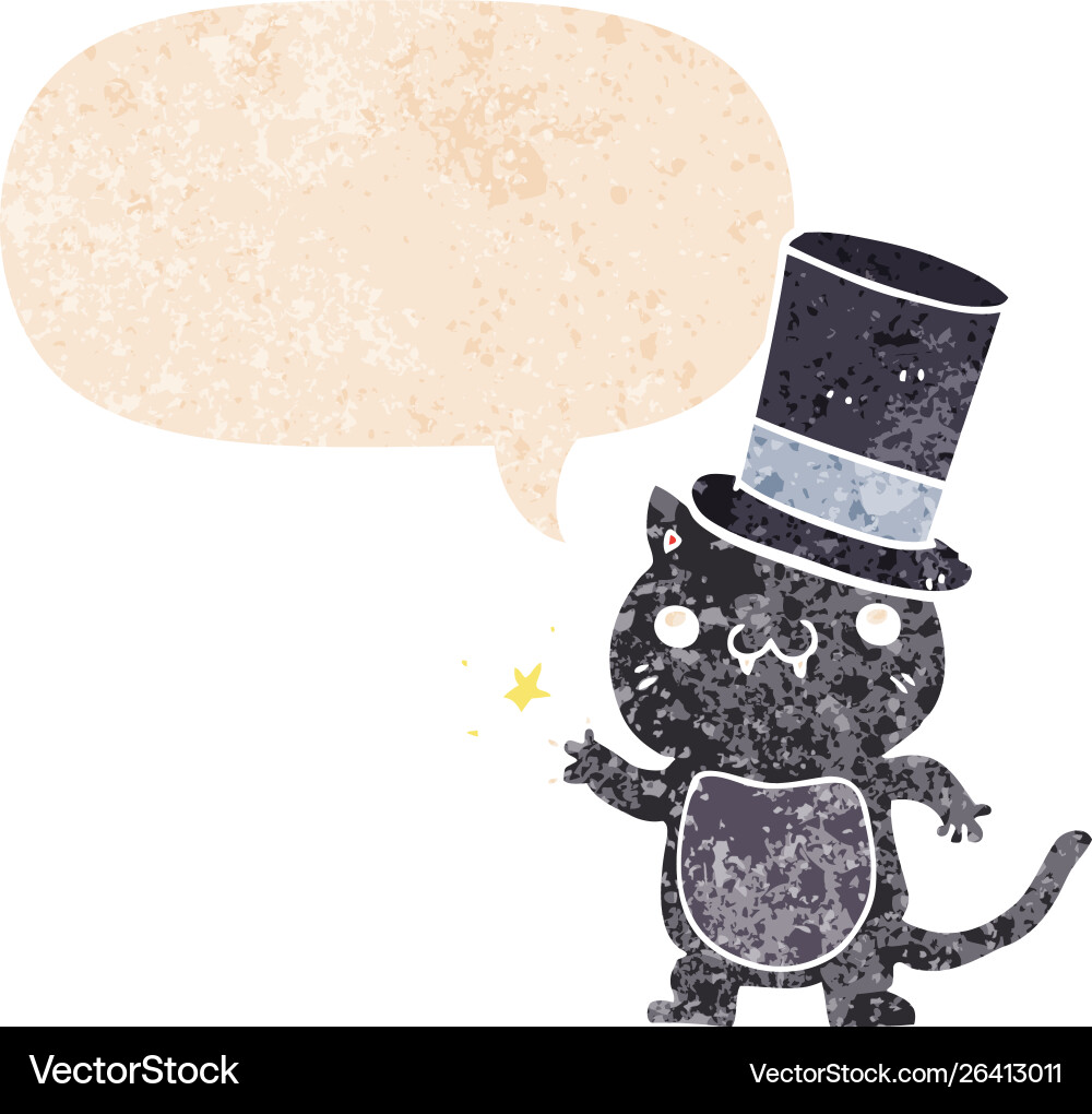 Cartoon cat wearing top hat and speech bubble Vector Image