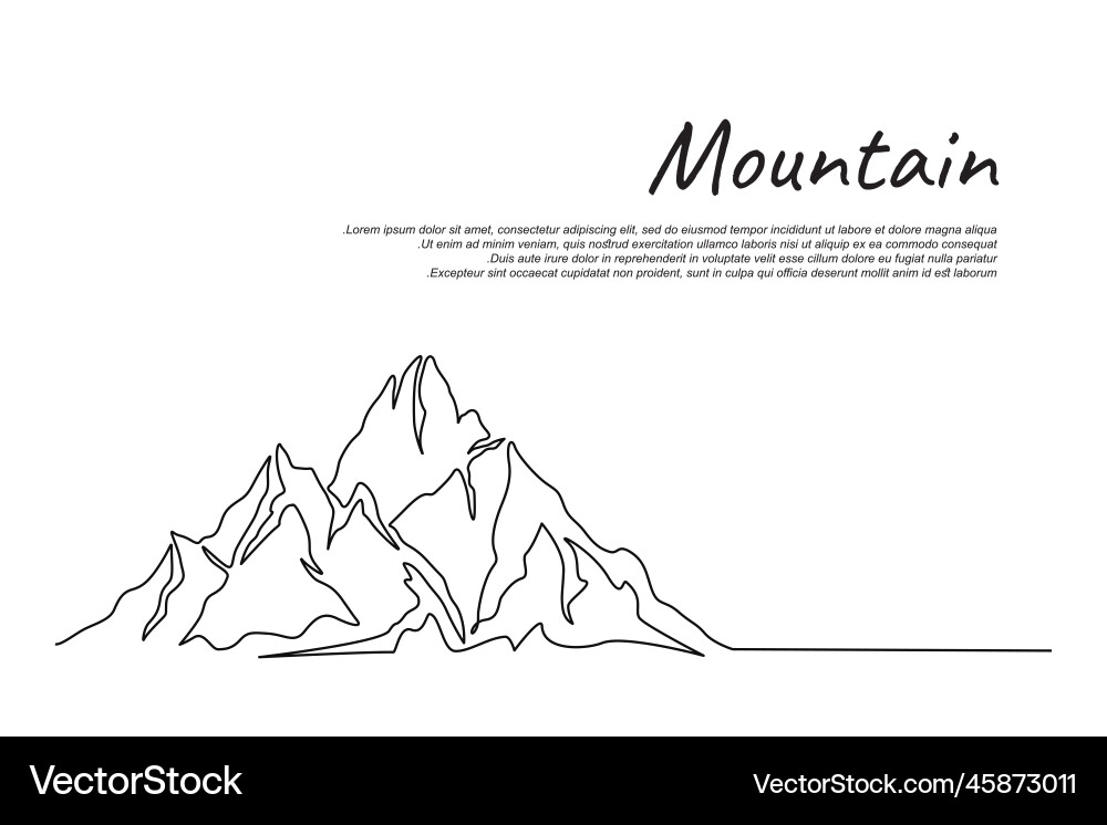 Continuous one line drawing of mountain landscape Vector Image