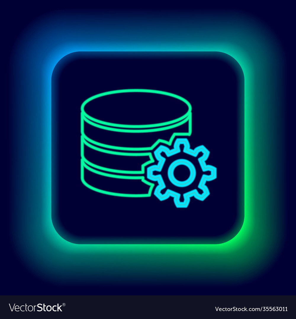 Glowing neon line setting database server icon Vector Image