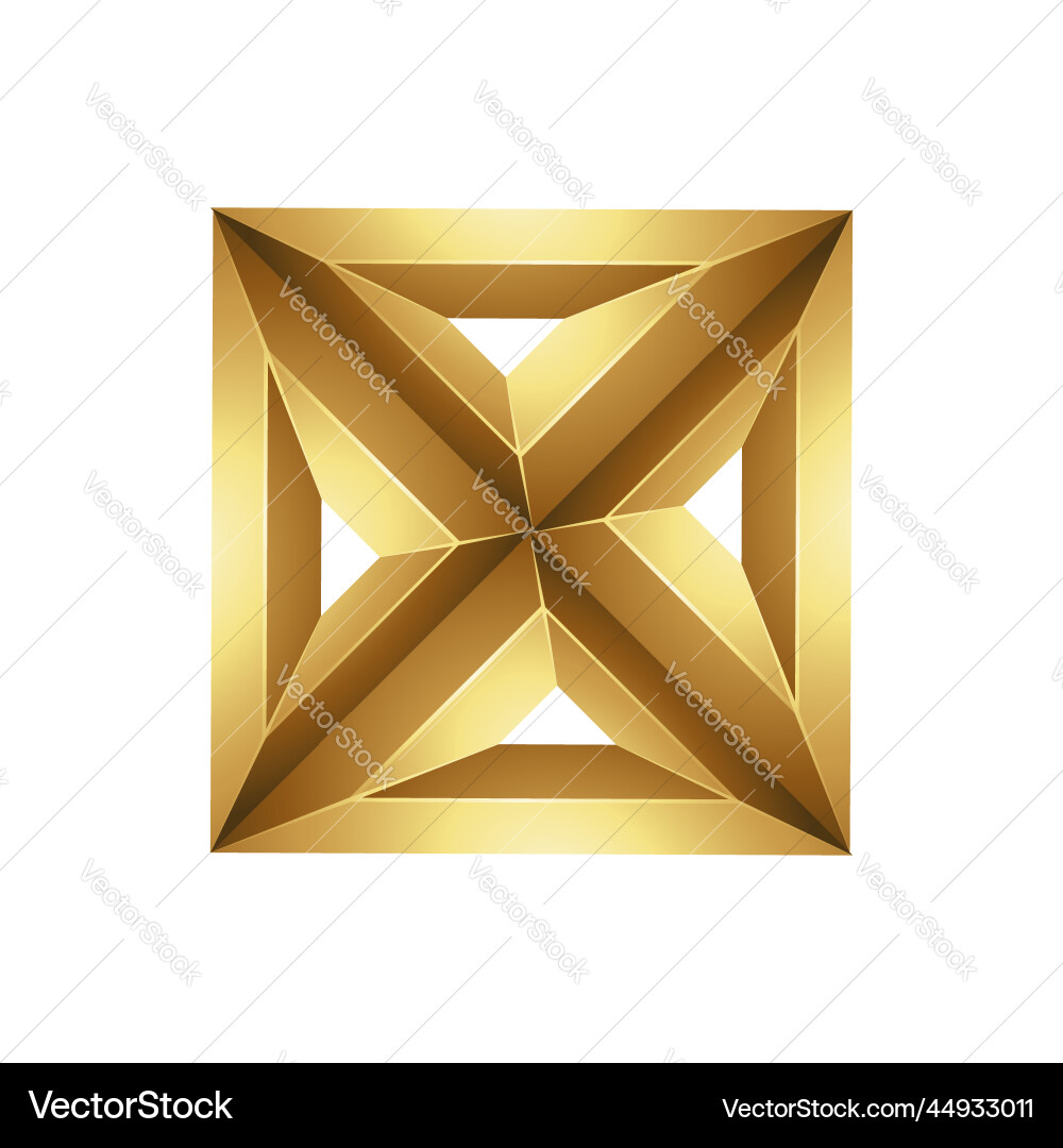 Golden embossed square made of triangles Vector Image