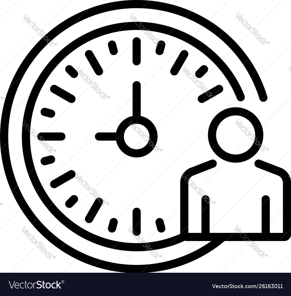 Lecture time clock icon outline style Royalty Free Vector