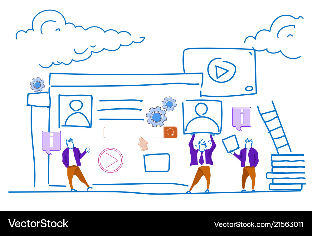 Media player online video webinar profile concept Vector Image